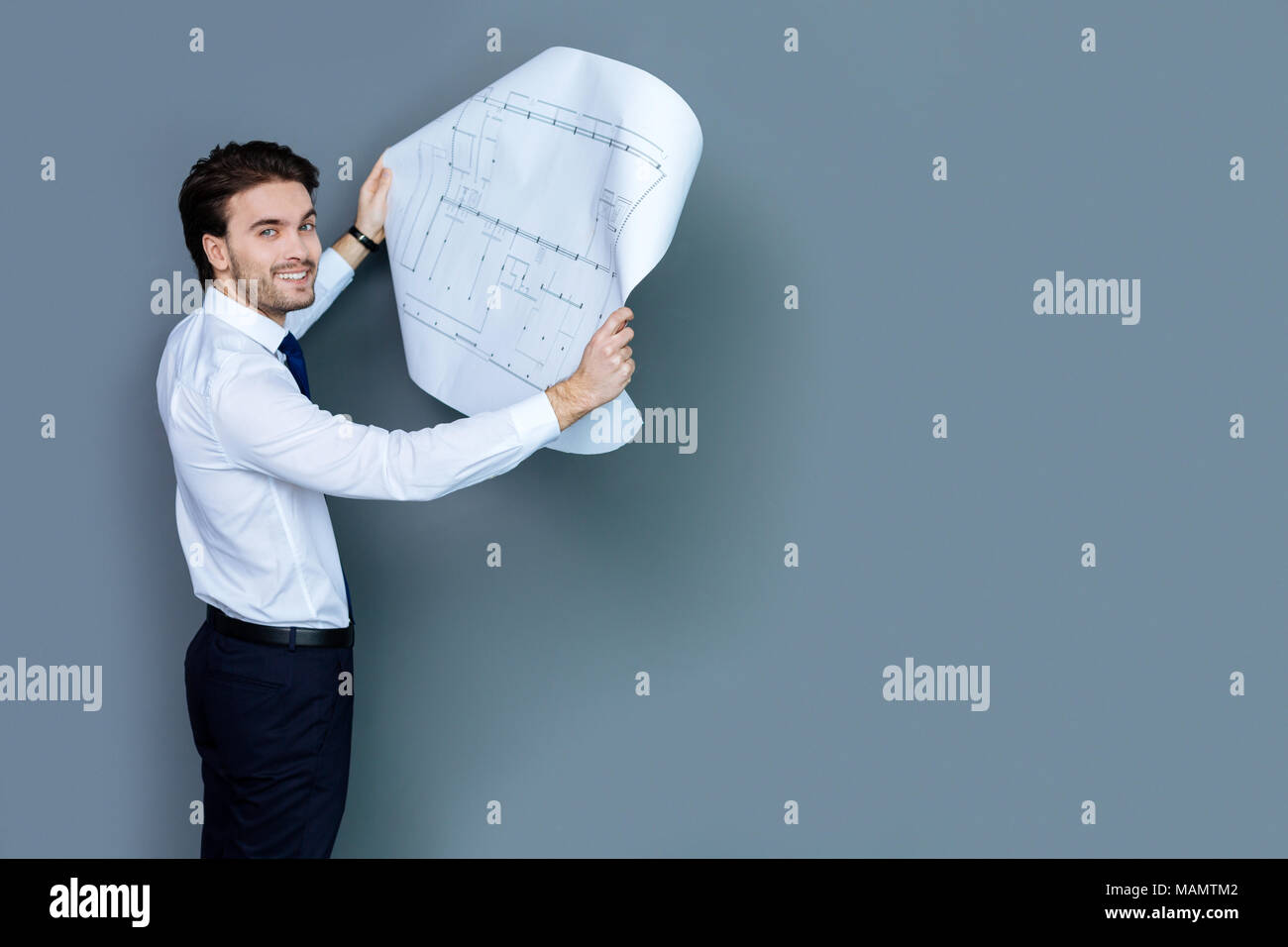Handsome architect holding blueprint hi-res stock photography and ...