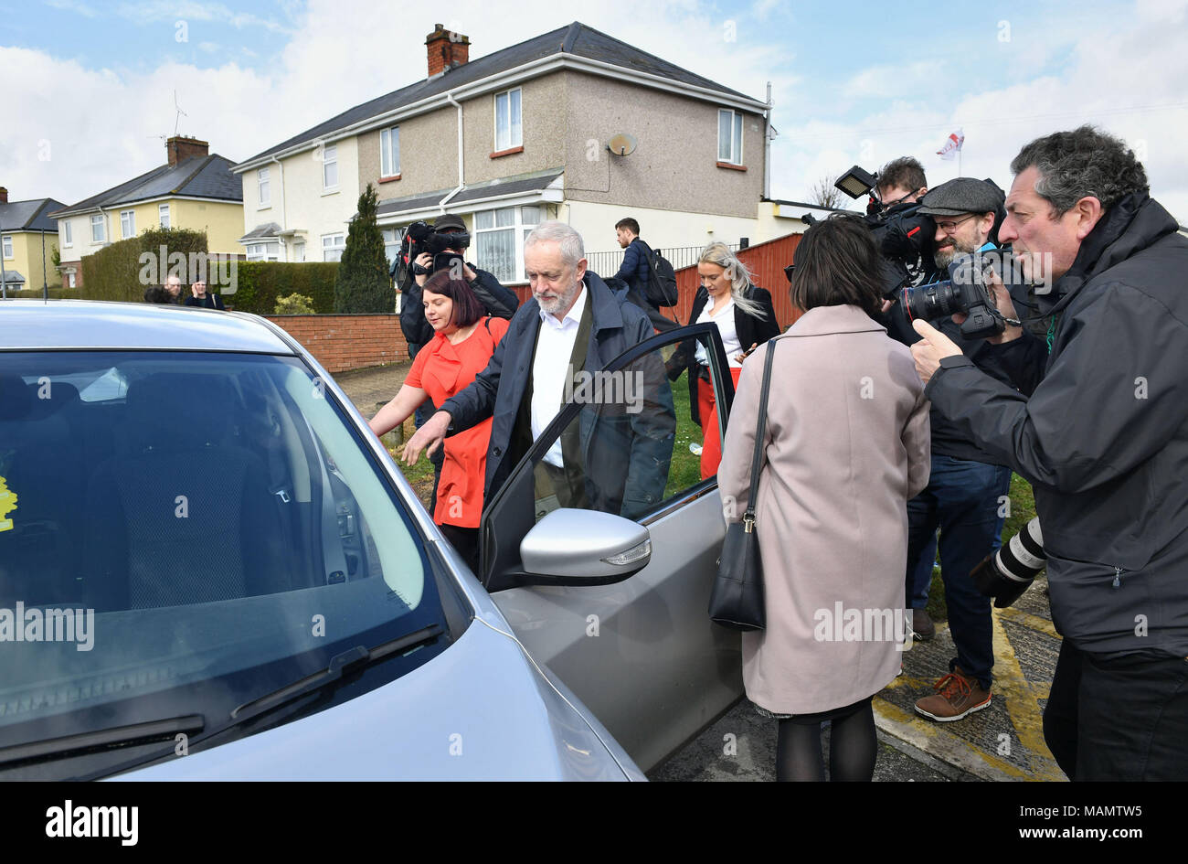 Labour leader Jeremy Corbyn leaves after speaking outside The Old ...