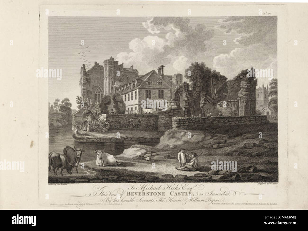 BEVERSTONE CASTLE . 1778. BYRNE, WILLIAM Stock Photo - Alamy