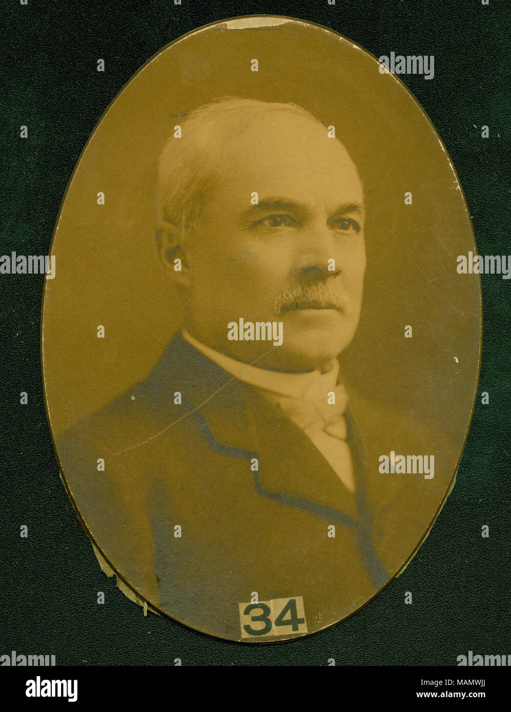 Formal bust portrait of Charles Valier wearing a suit and bow tie ...