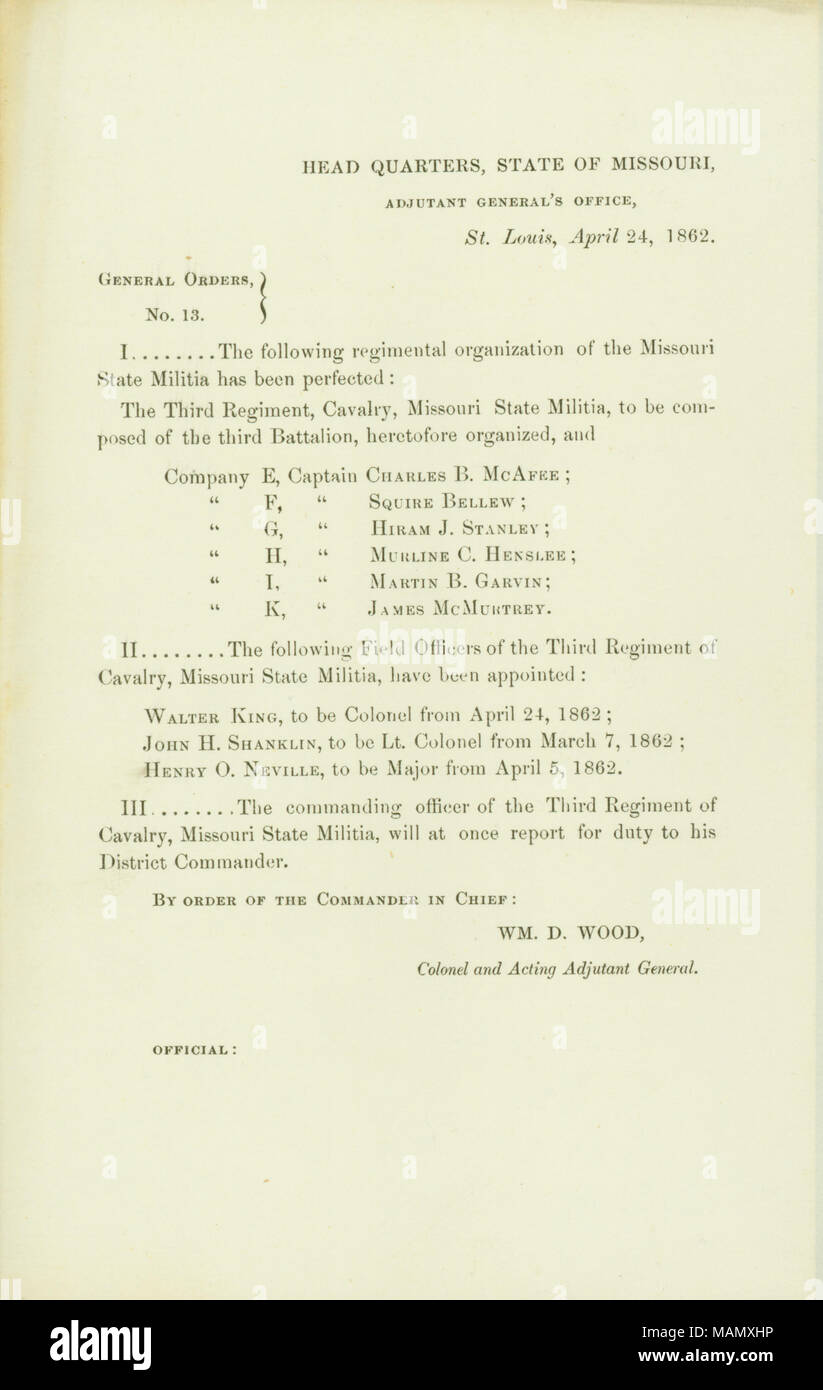 Missouri cavalry regiment hi-res stock photography and images - Alamy