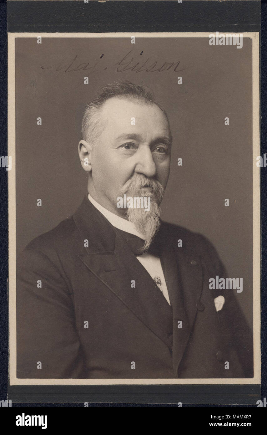 Formal bust portrait of Maj. Gibson wearing a suit and bow tie, and ...