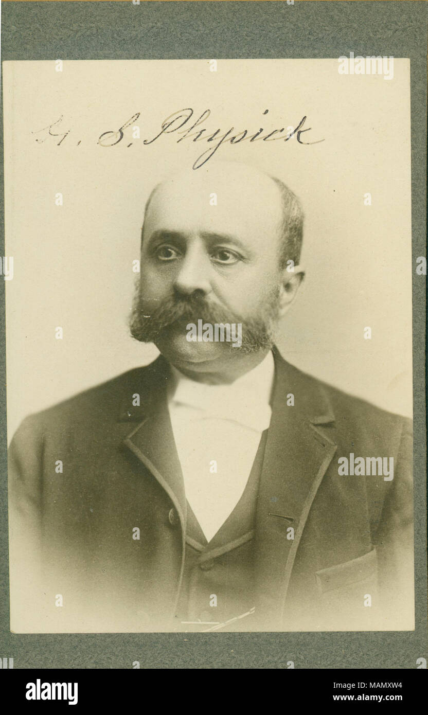 Formal bust portrait of H. S. Physick wearing a suit, with his head ...