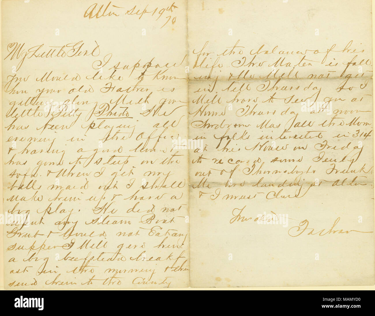 Title: Letter from Father [Captain Oliver S. Watt], to his daughter ...