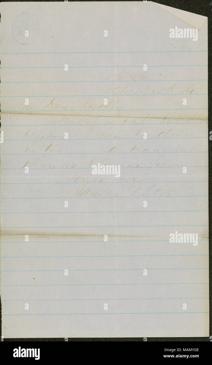Brief note. Title: Letter from James E. Love to Molly, April 25, 1861 ...