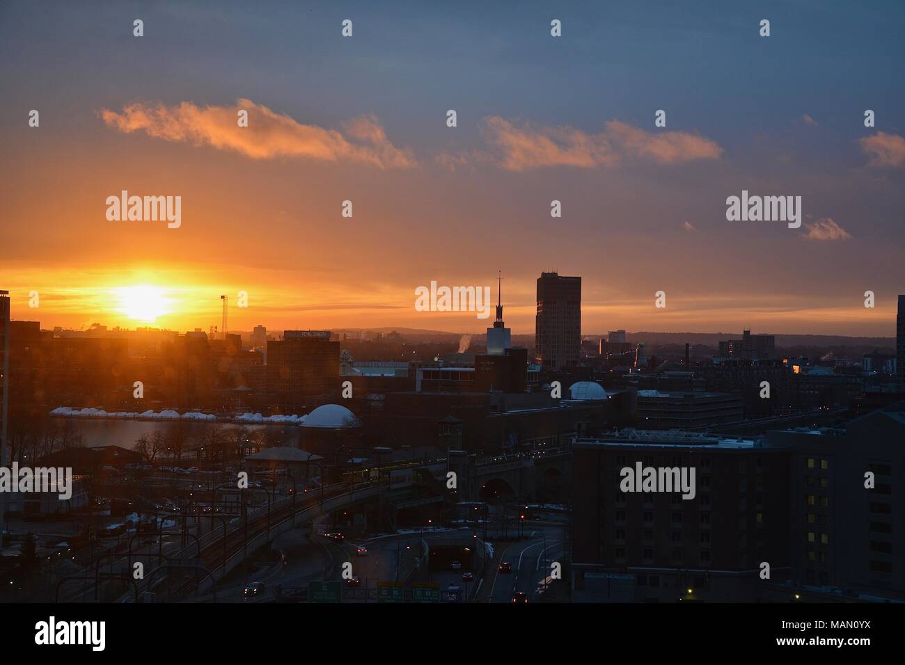 Sunset on the Boston Skyline, Boston, Massachusetts, United States ...