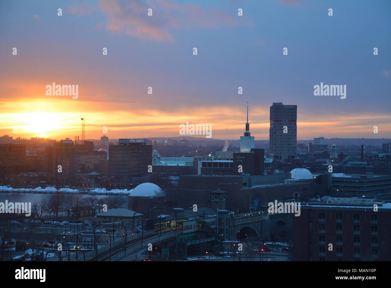 Sunset on the Boston Skyline, Boston, Massachusetts, United States ...
