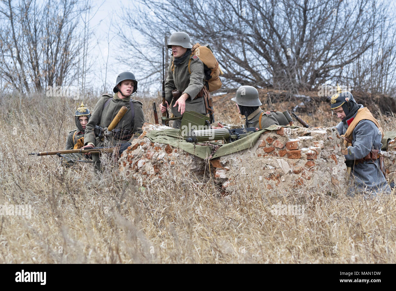 Soldiers of the German army, historical reconstruction of the First ...