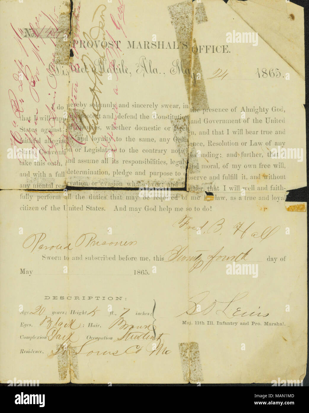 States that Hall swears to protect and defend the Constitution and ...