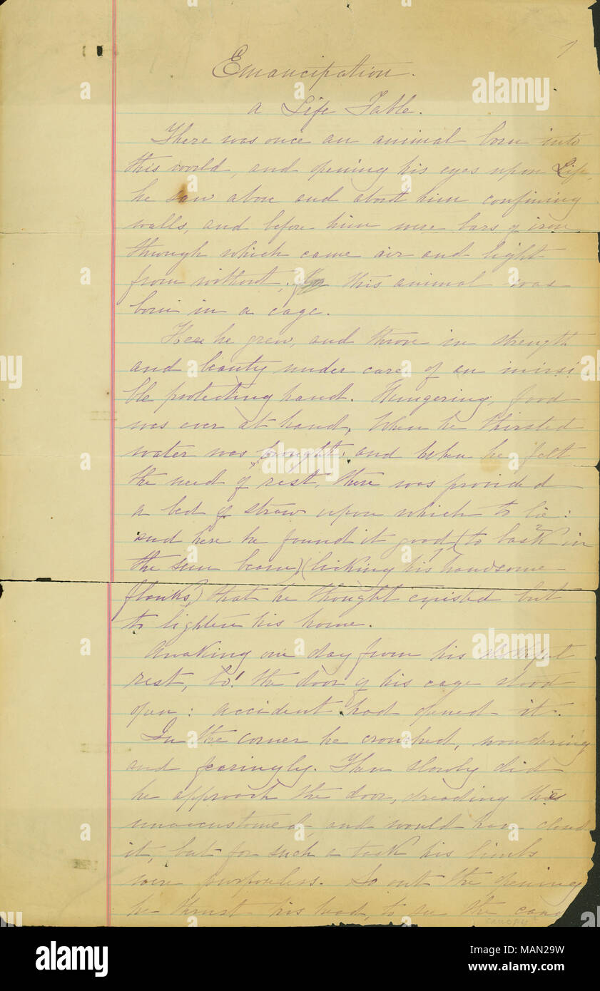 Title: Original manuscript of short story, 'Emancipation,' by Kate ...