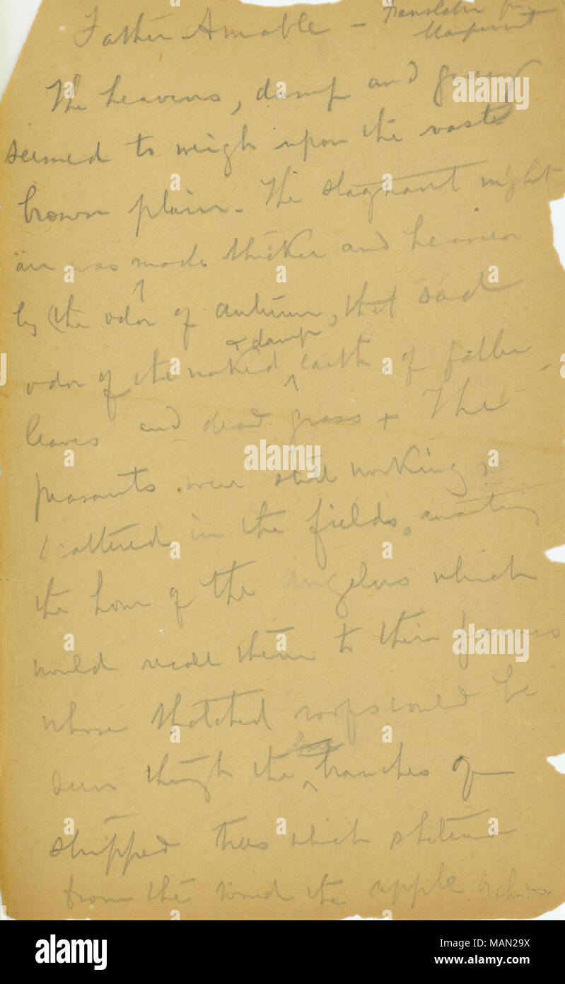Title: Original manuscript of short story, 'Father Amable' (second ...