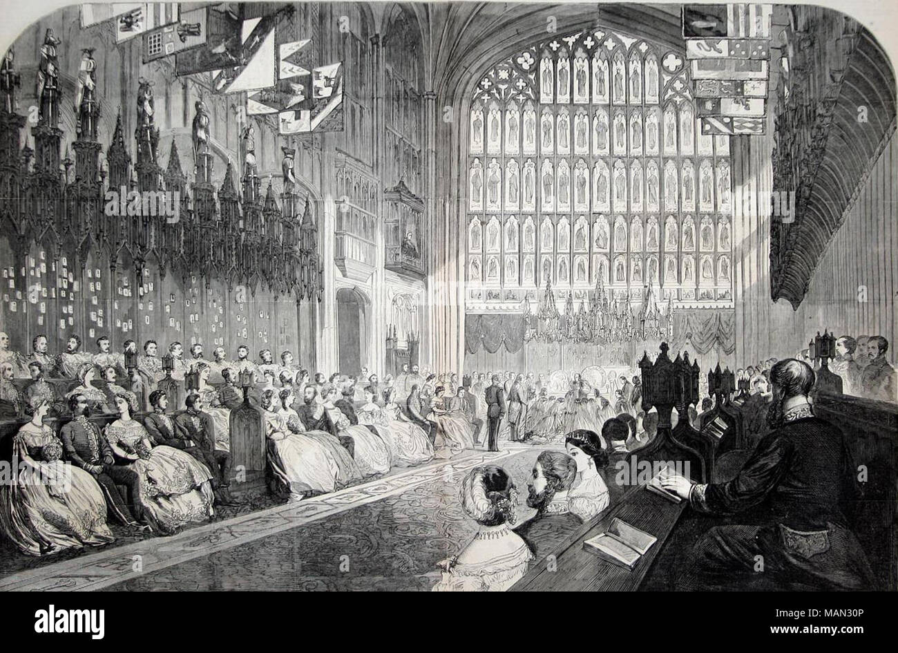 . Engraved illustration from Harper's Weekly newspaper of the wedding ...