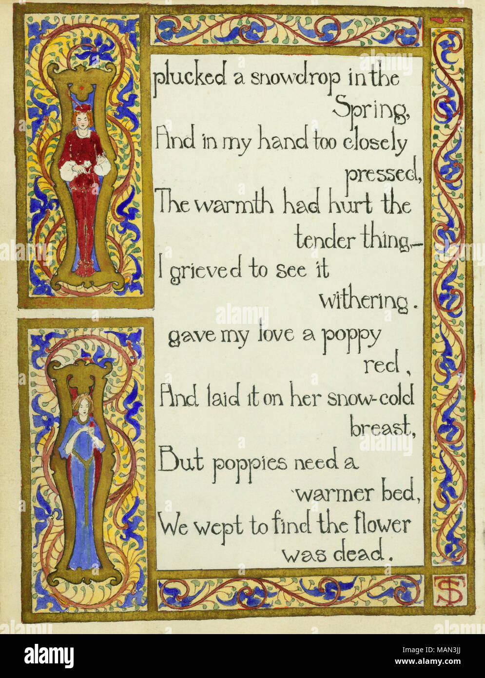 'Song,' poem by Sara Teasdale with decorations by Caroline Risque ...