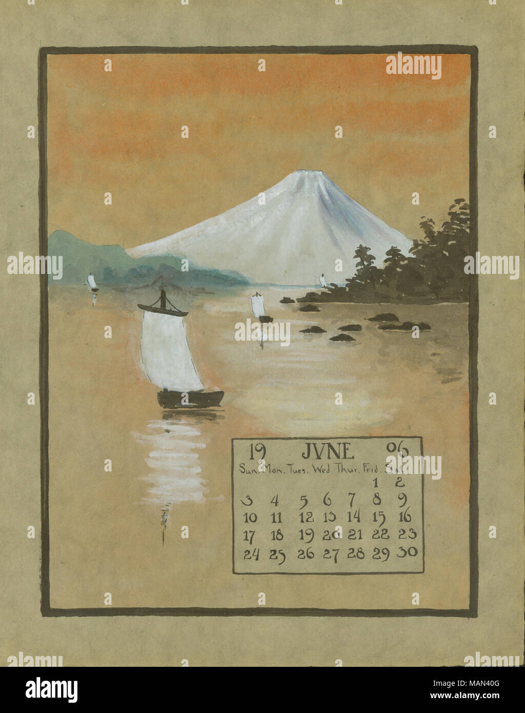 Calendar for June designed by Williamina Parrish. Title:The Potter's ...