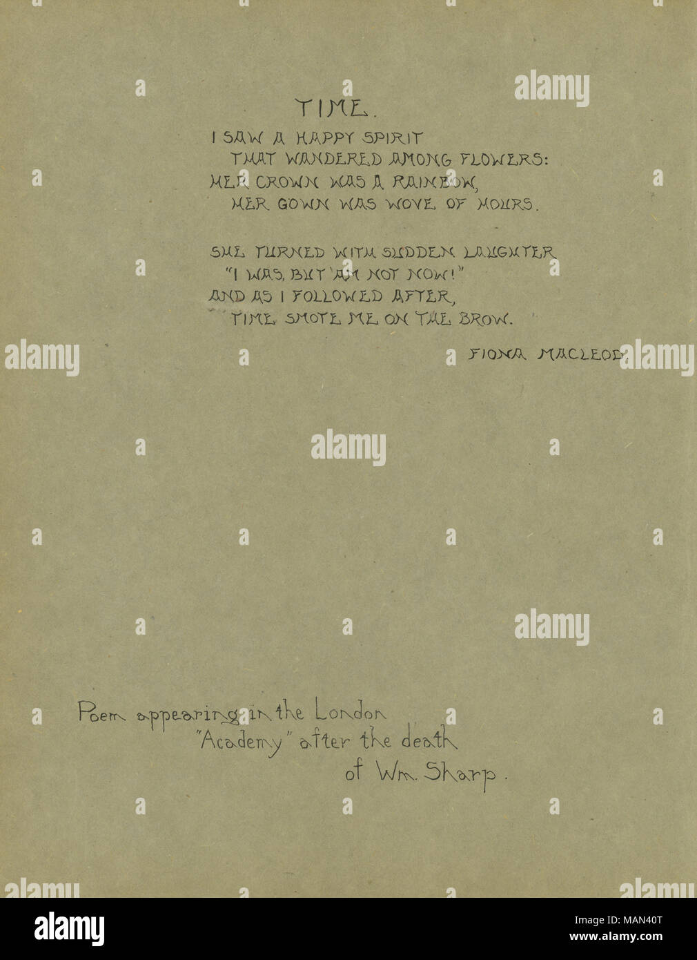 'Time,' poem by Fiona Macleod. Title:The Potter's Wheel, Volume 2 ...