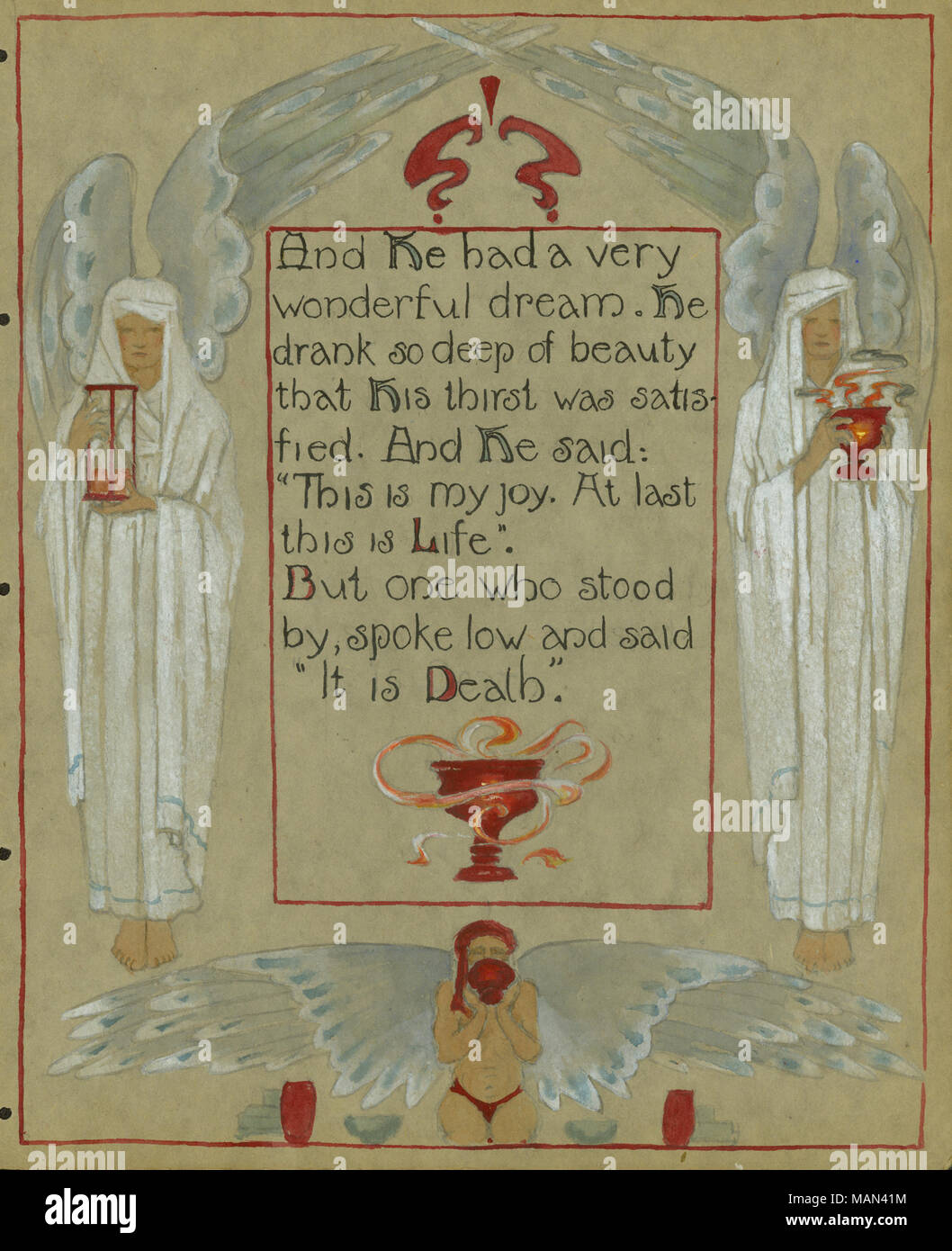 'La Morte,' poem by Sara Teasdale, page five. Unknown artist. Title:The ...