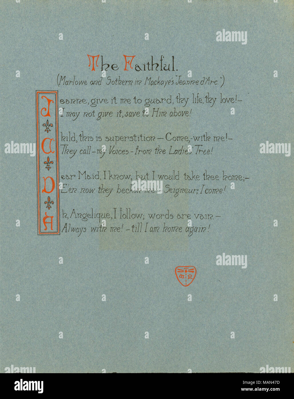 'The Faithful,' poem by Williamina Parrish. Title:The Potter's Wheel ...