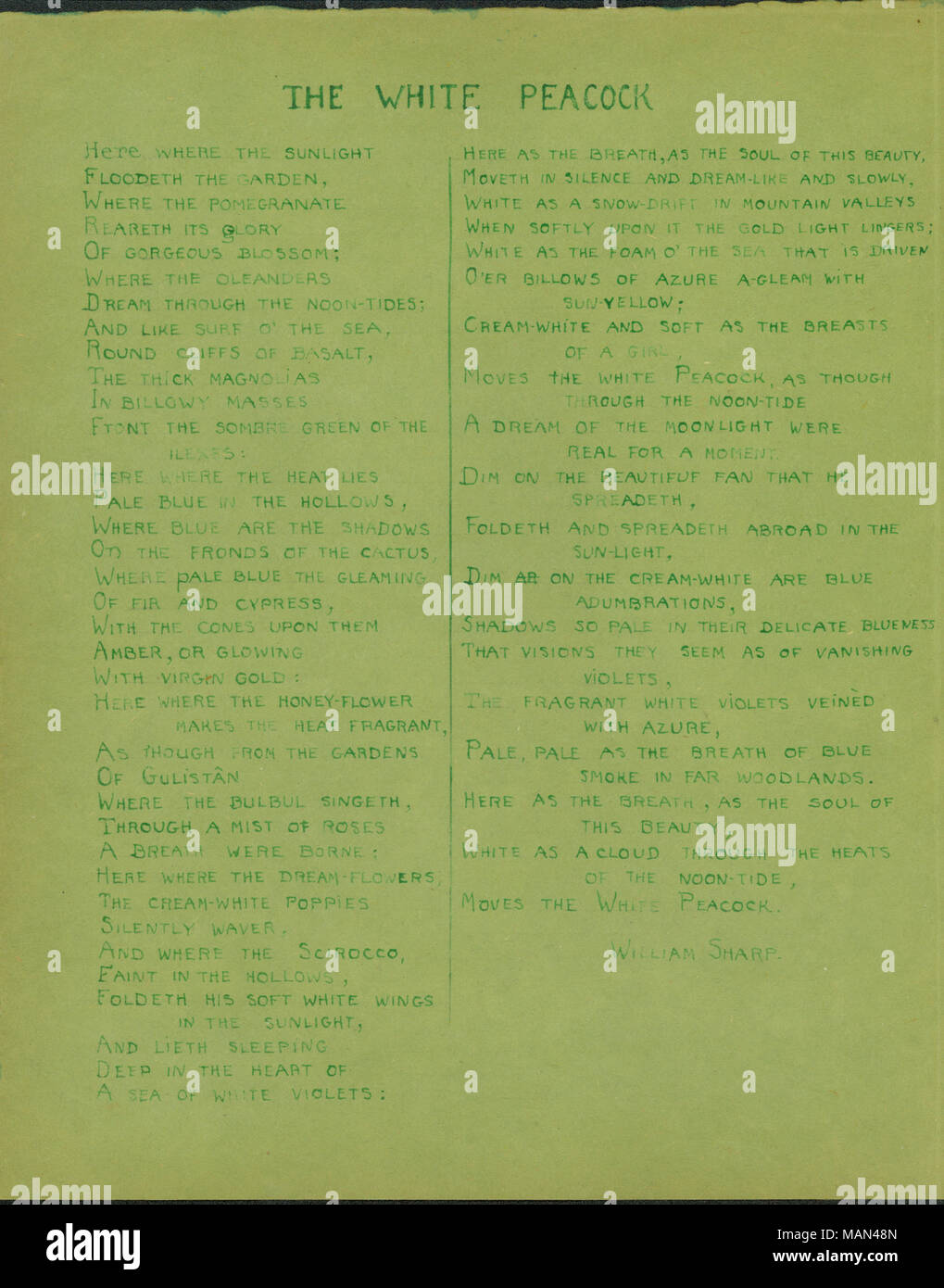 'The White Peacock,' poem by William Sharp. Title:The Potter's Wheel ...