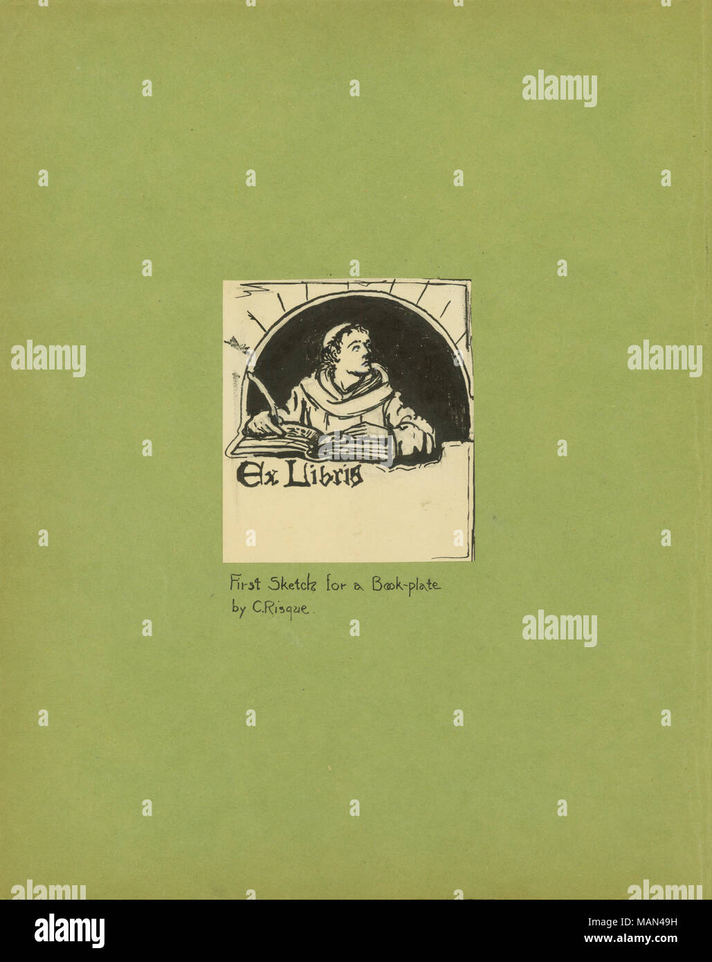 First sketch for a book-plate by Caroline Risque. Title:The Potter's ...