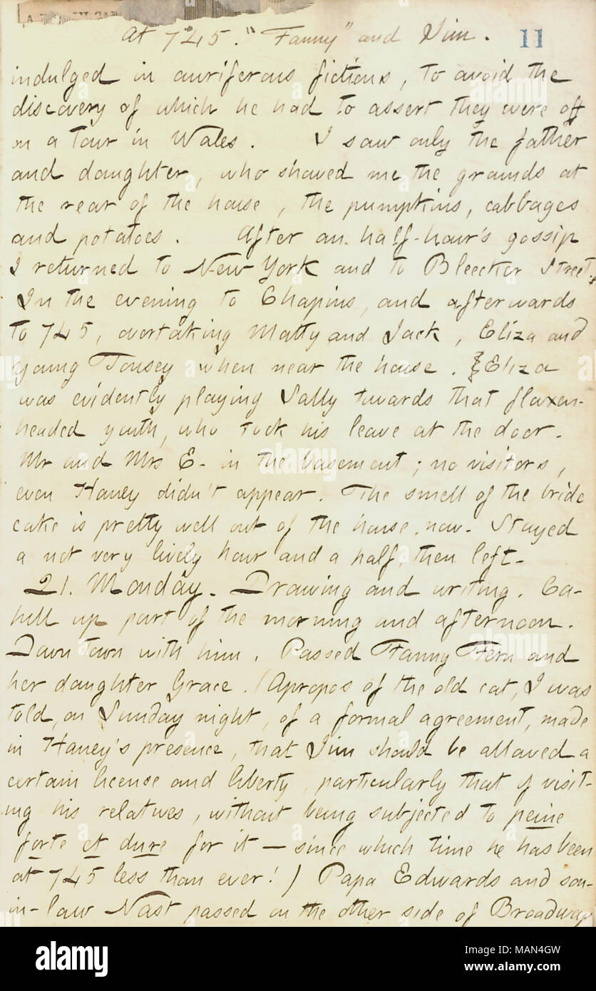 Describes a visit to the Edwards family. Title: Thomas Butler Gunn ...