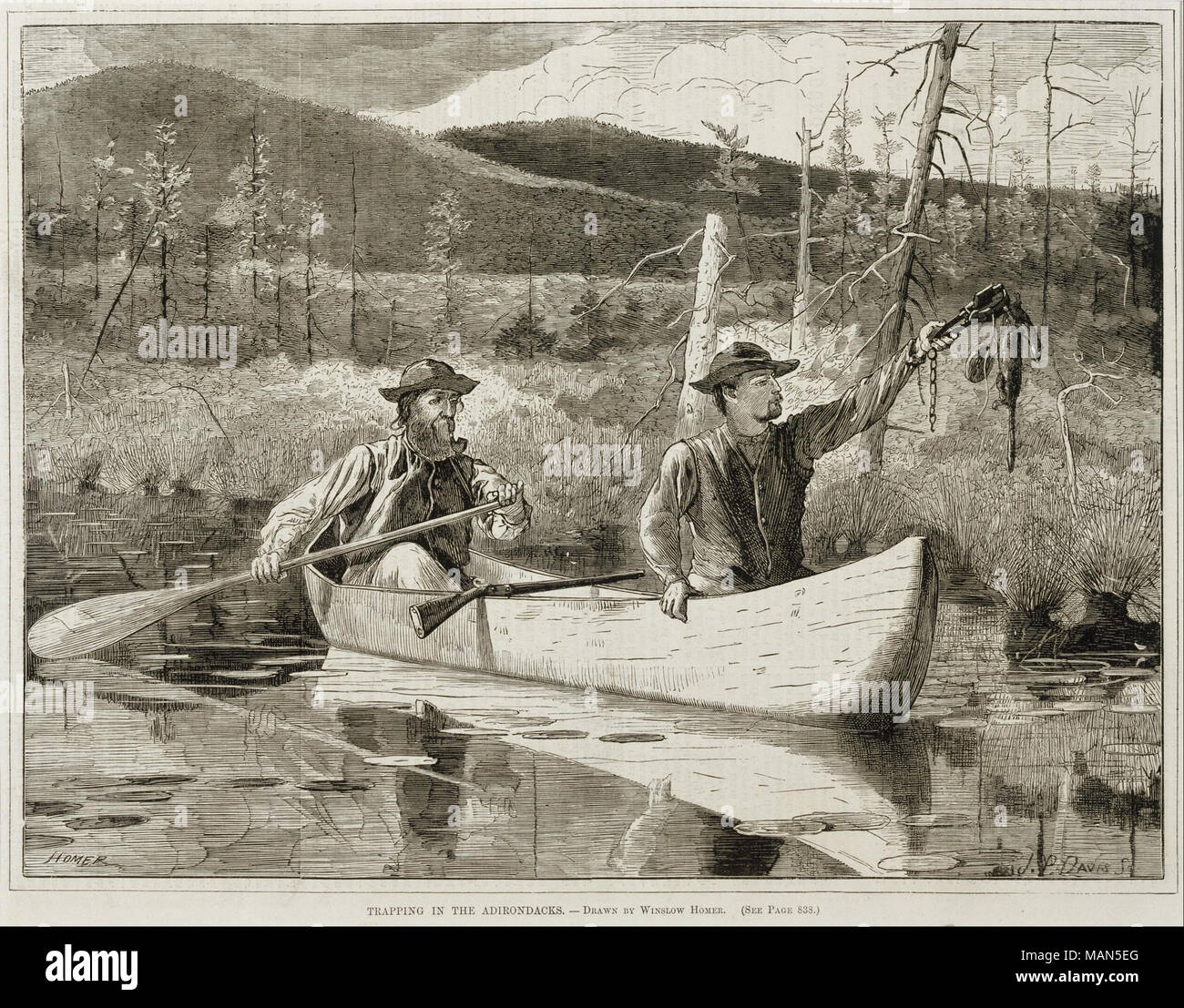 . English: 'Trapping in the Adirondacks' . 1870 Stock Photo - Alamy