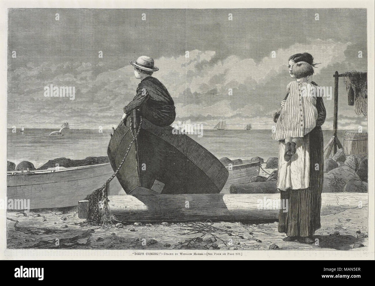 . English: Dad's Coming! . 1873 Stock Photo - Alamy
