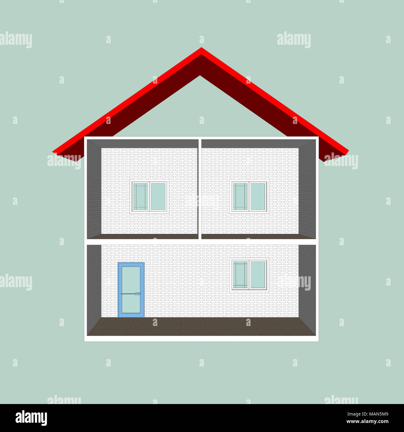 3D house model isometric view on white background Stock Photo - Alamy