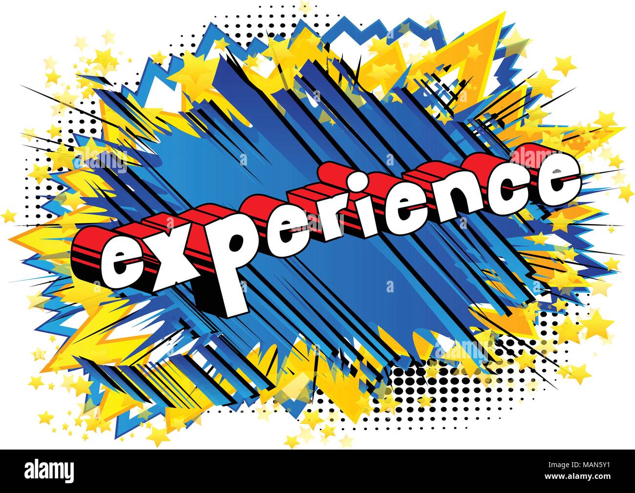 Experience - Comic book style phrase on abstract background Stock ...