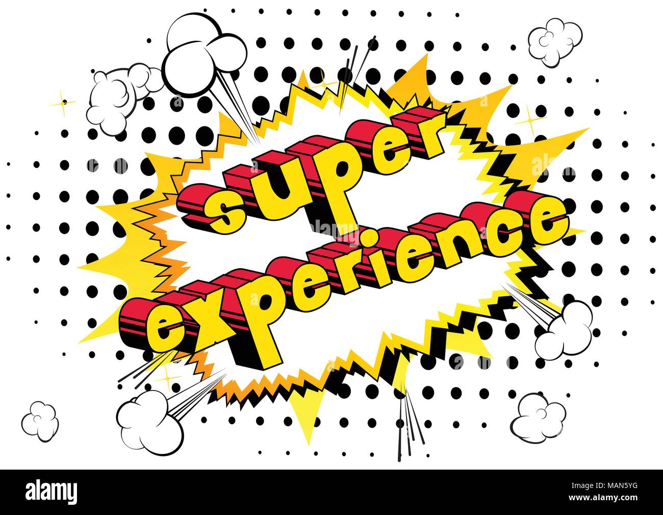Super Experience - Comic book style phrase on abstract background Stock ...