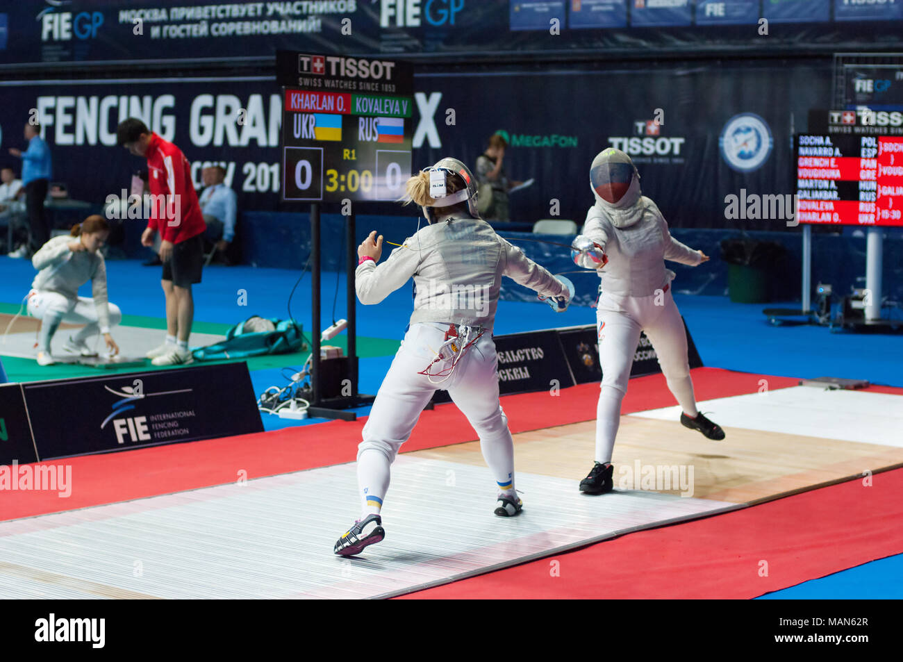 MOSCOW, RUSSIA - MAY 31 2015: Victoria Kovaleva and Olga Kharlan ...