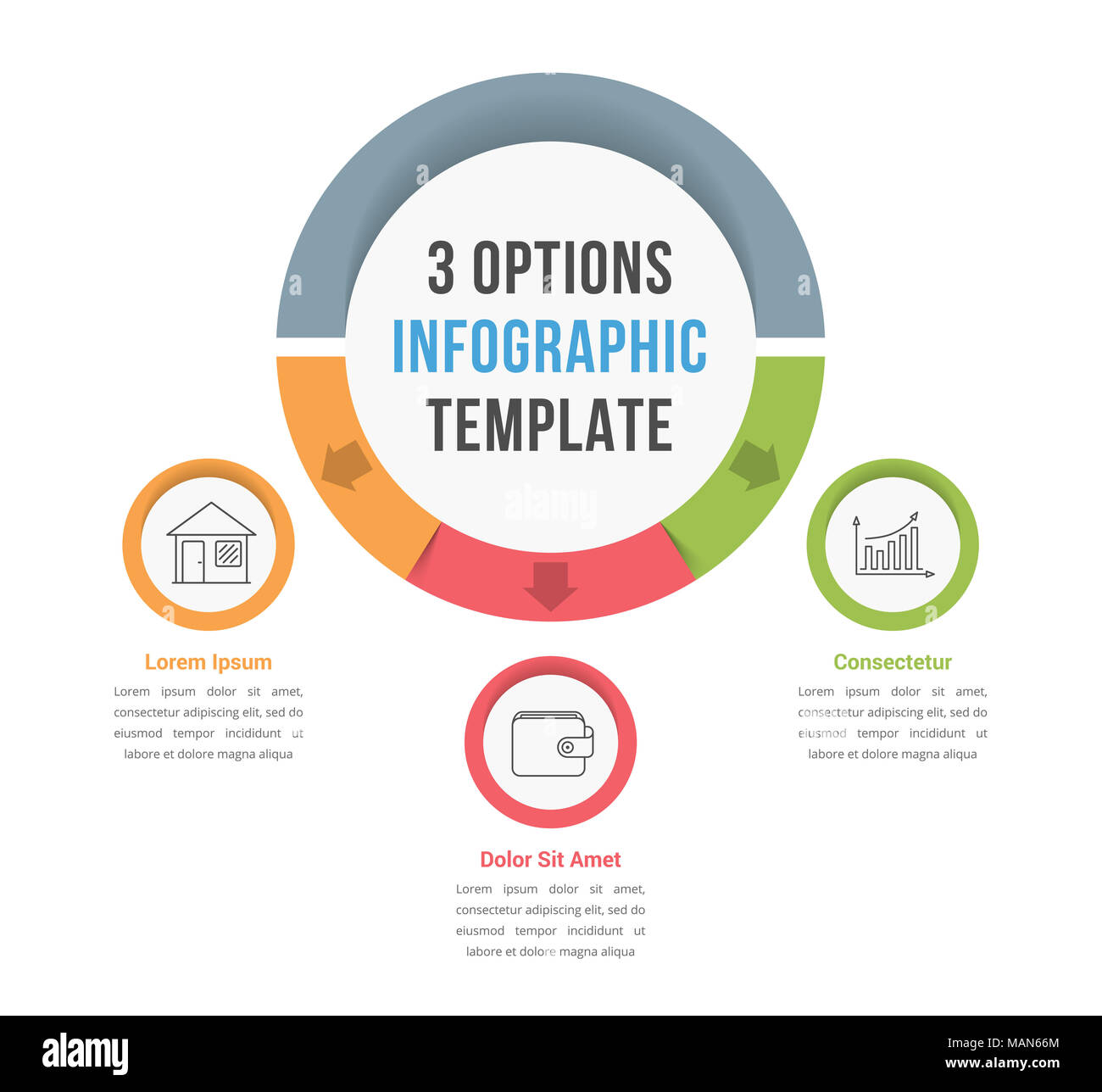Infographic 3 part circle hi-res stock photography and images - Alamy