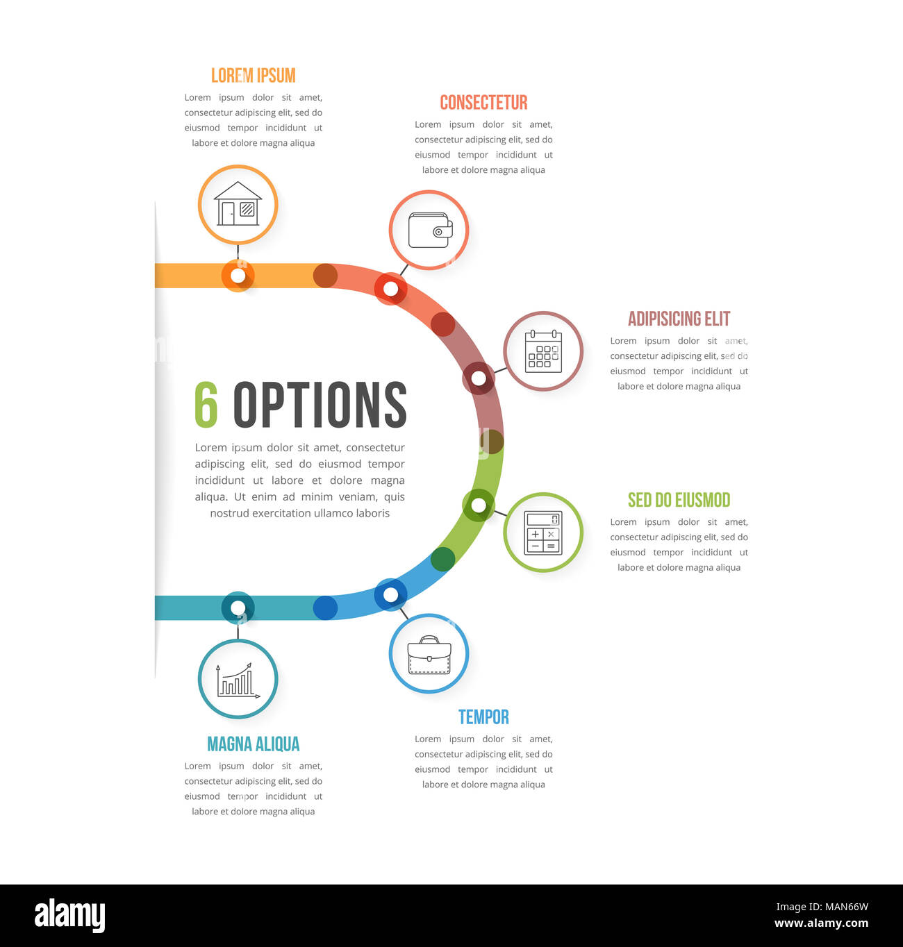 Infographic 6 part circle hi-res stock photography and images - Alamy