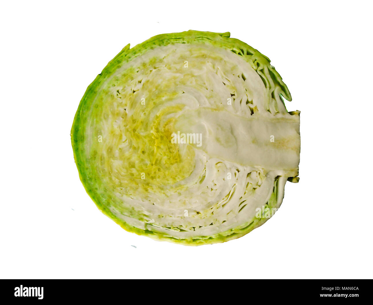 Green cut cabbage isolated on white background Stock Photo - Alamy