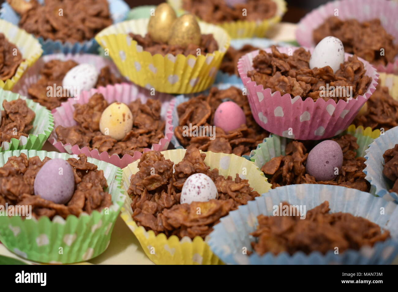 Easter eggs/choc flakes Stock Photo - Alamy