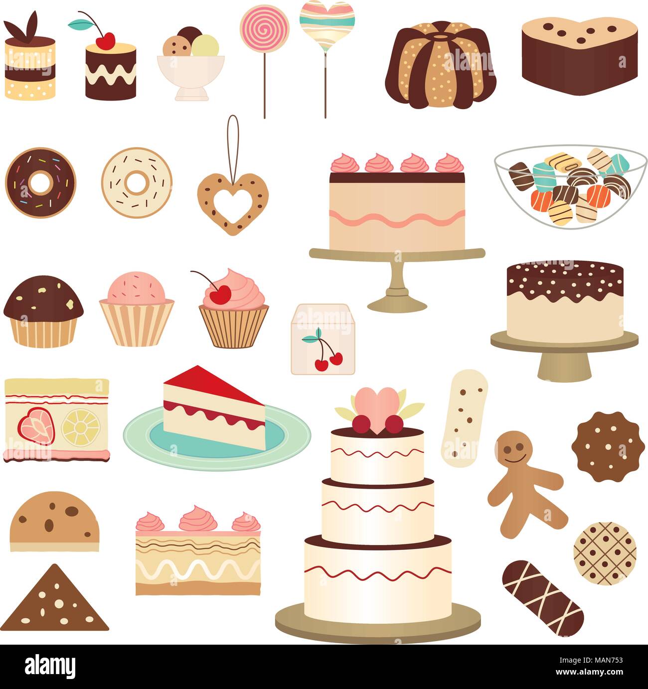 Various pastry, cakes and sweets vector set Stock Vector Image & Art ...
