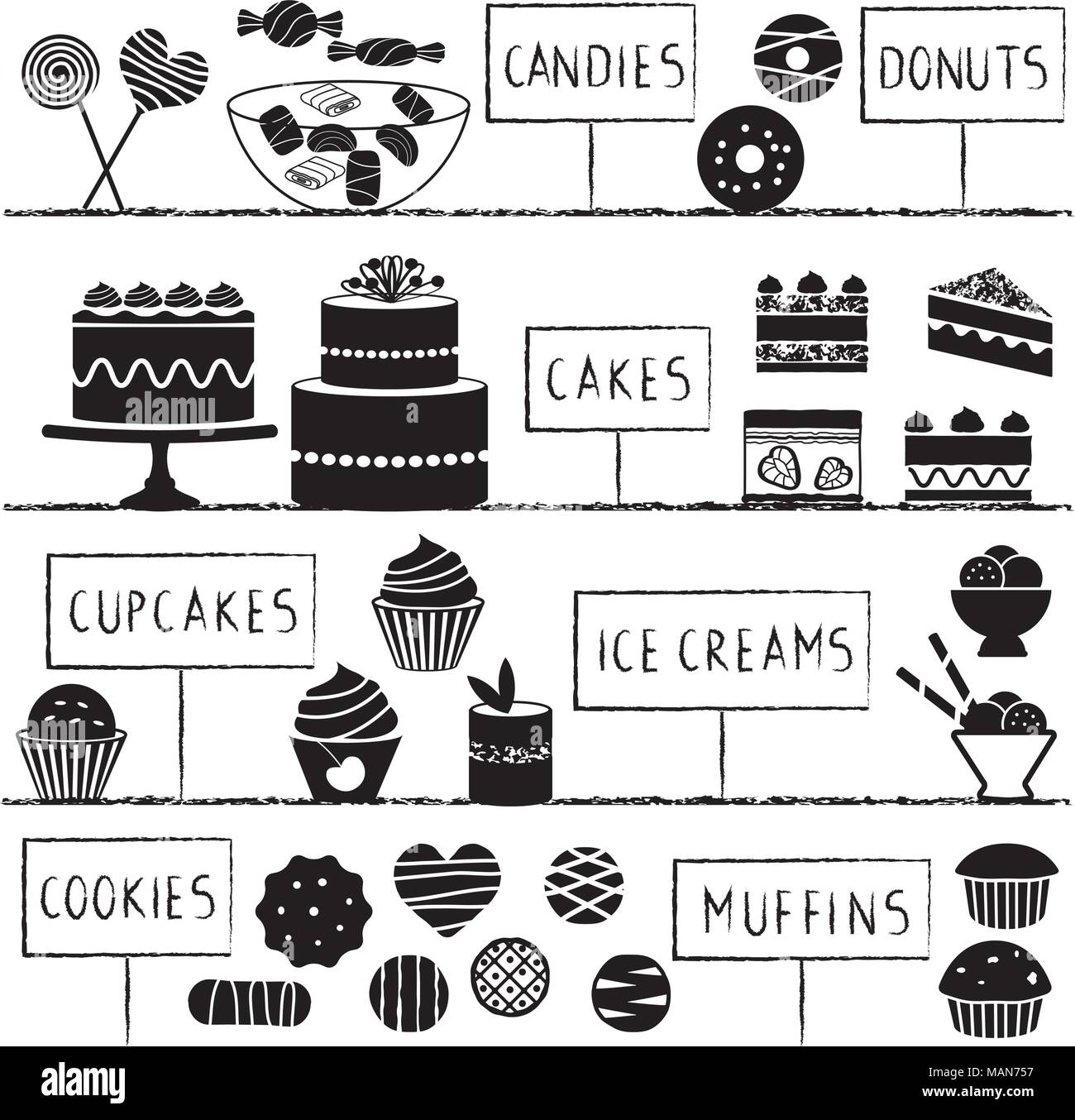 Pastry cakes confectionery sweets Stock Vector Images - Alamy