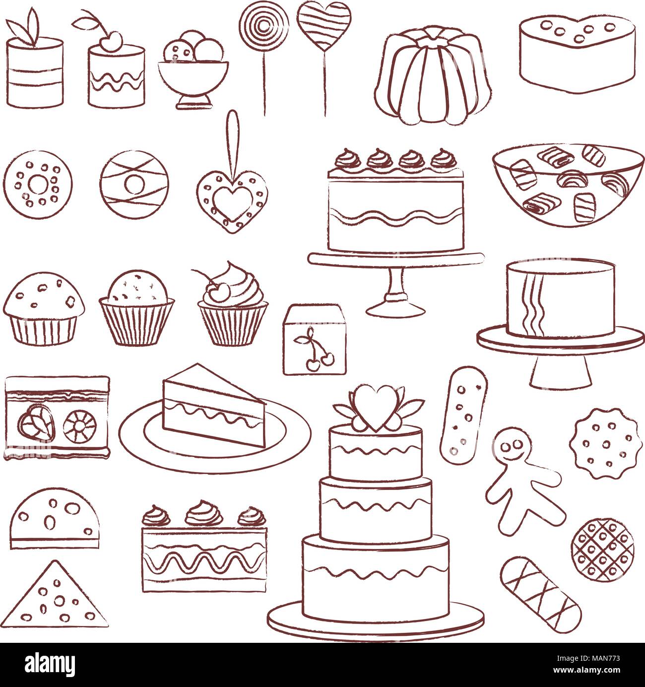Hand drawing cake shop cakes hi-res stock photography and images - Alamy