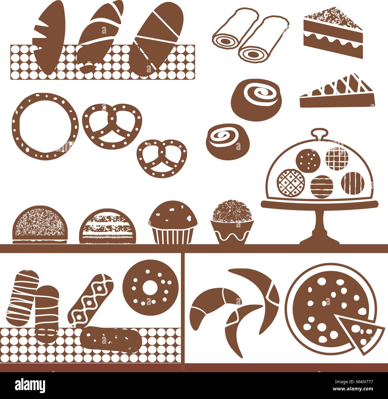 Pastry vector silhouette icons Stock Vector Image & Art - Alamy