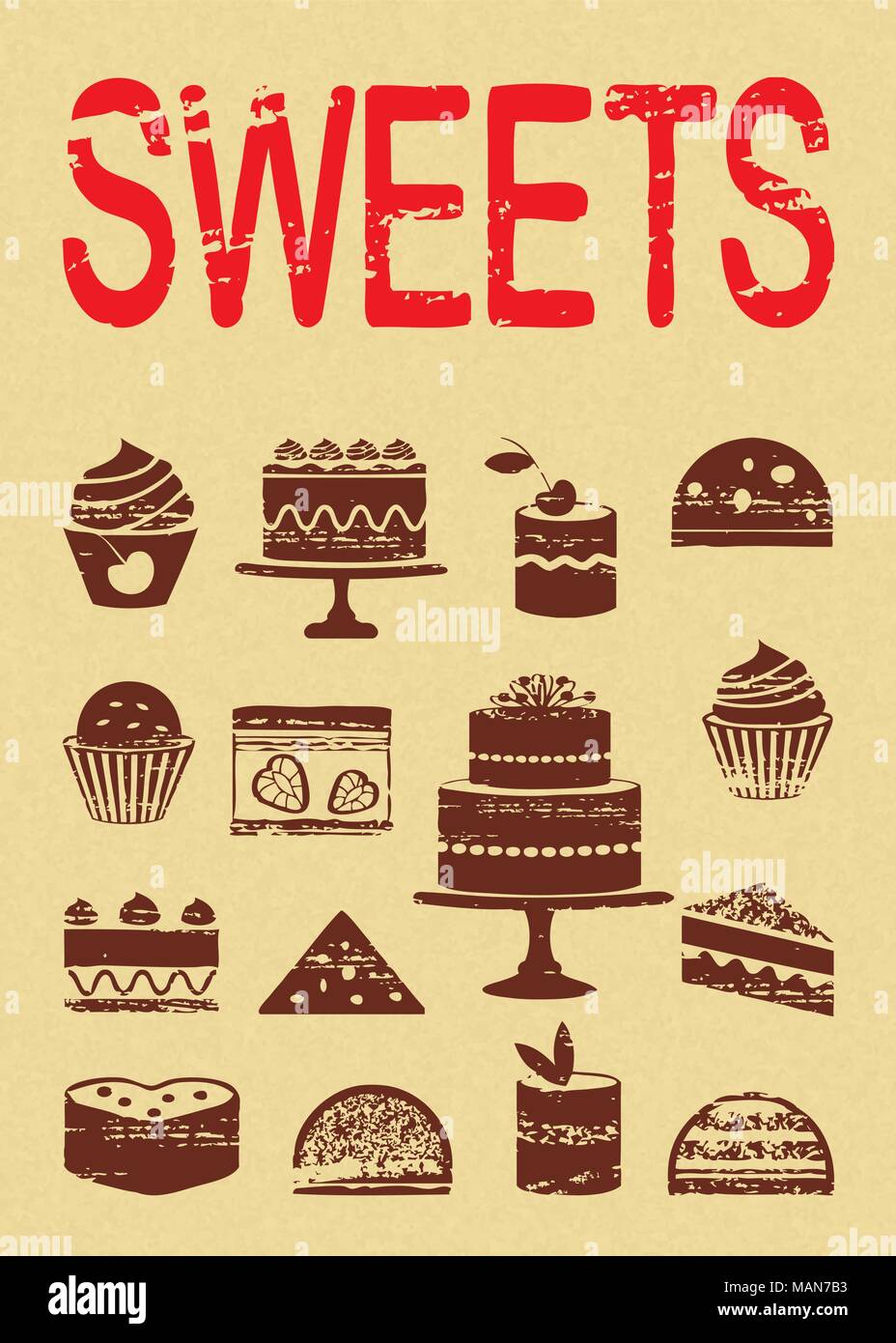 Retro sweets background Stock Vector Images - Alamy