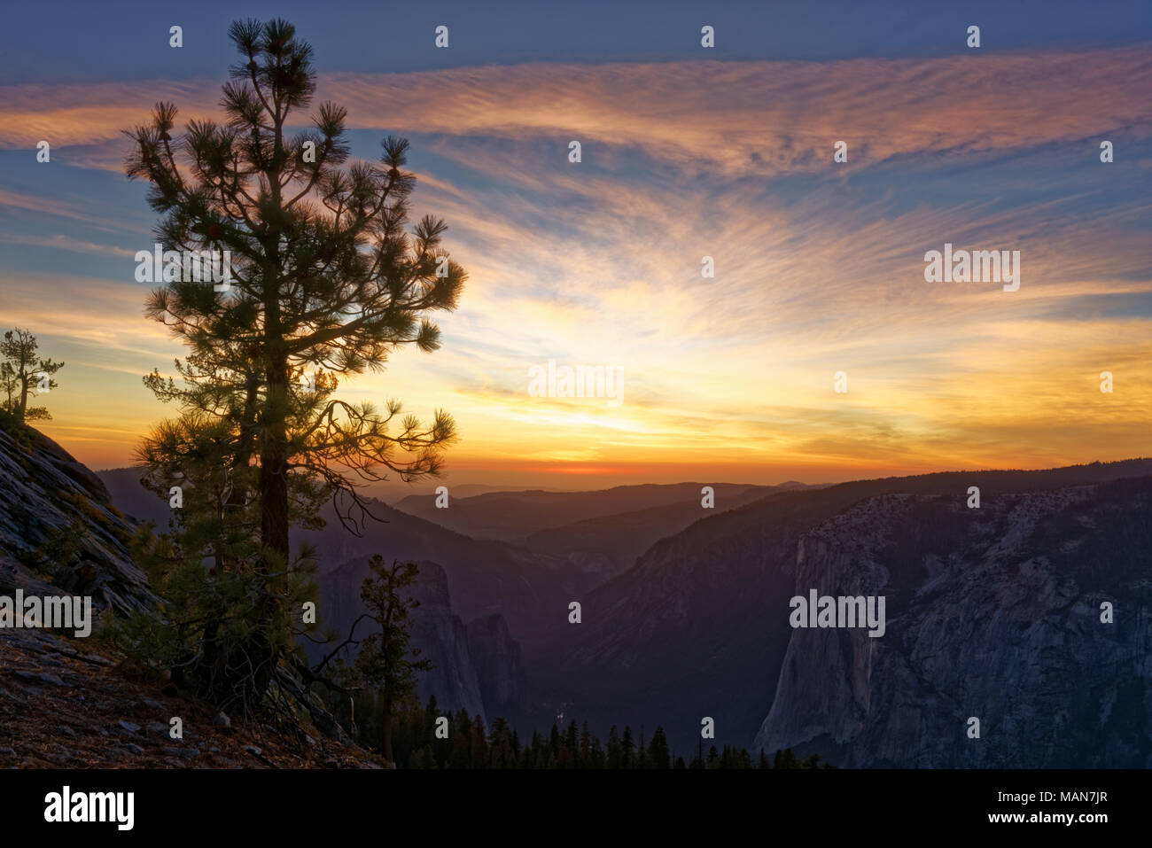 Sunset over Yosemite Valley, taken from Sentenial Dome Stock Photo - Alamy