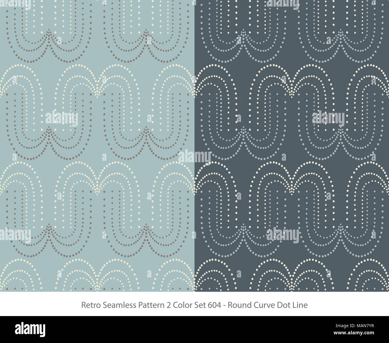 Retro Seamless Background 2 Color Set Round Curve Dot Line Stock Vector ...