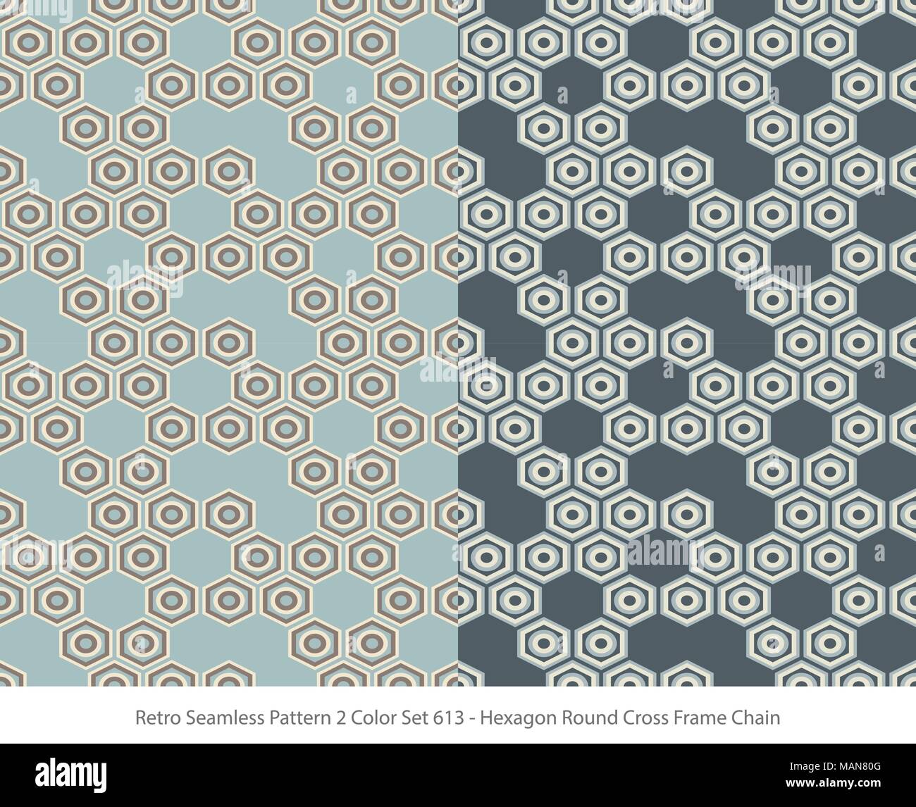 Retro Seamless Background 2 Color Set Hexagon Round Cross Frame Chain Stock Vector Image & Art ...