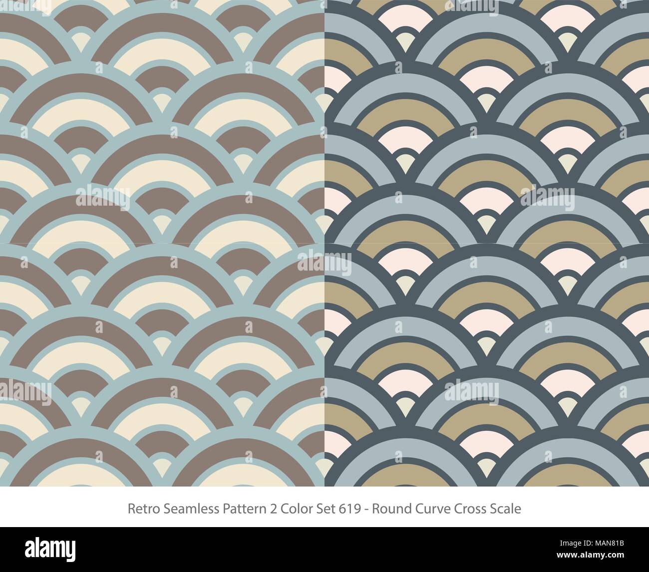Retro Seamless Background 2 Color Set Round Curve Cross Scale Stock ...