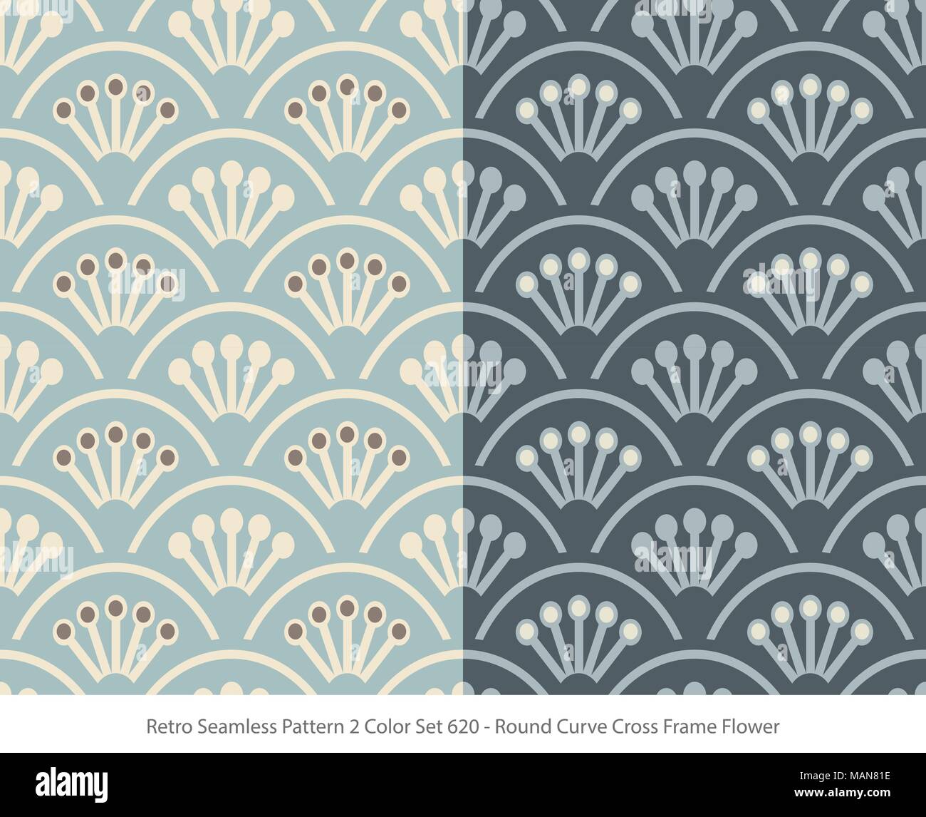 Retro Seamless Background 2 Color Set Round Curve Cross Frame Flower Stock Vector Image & Art ...