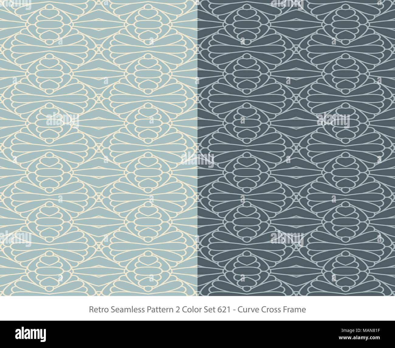 Retro Seamless Background 2 Color Set Curve Cross Frame Stock Vector Image & Art - Alamy