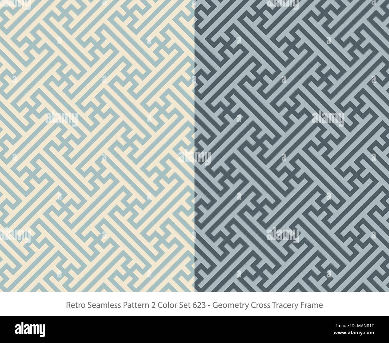 Retro Seamless Background 2 Color Set Geometry Cross Tracery Frame Stock Vector Image & Art - Alamy