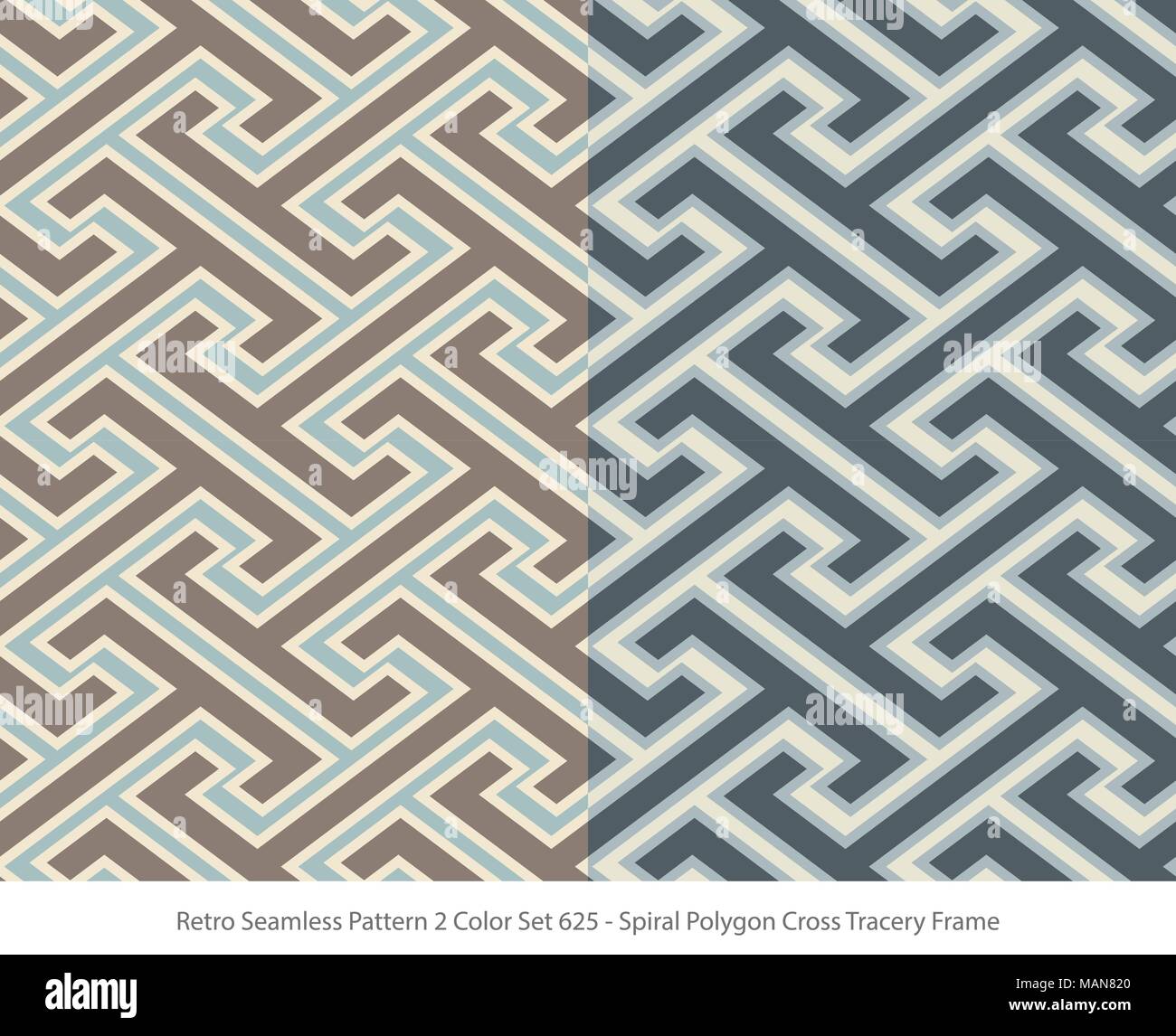 Retro Seamless Background 2 Color Set Spiral Polygon Cross Tracery ...