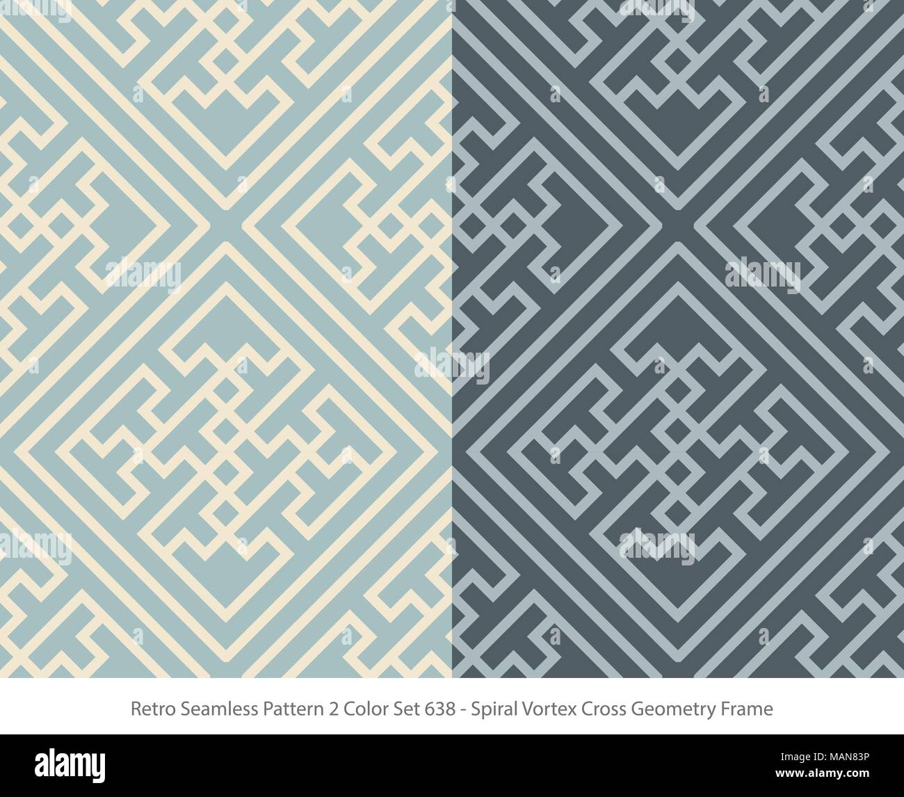 Retro Seamless Background 2 Color Set Spiral Vortex Cross Geometry Frame Stock Vector Image ...