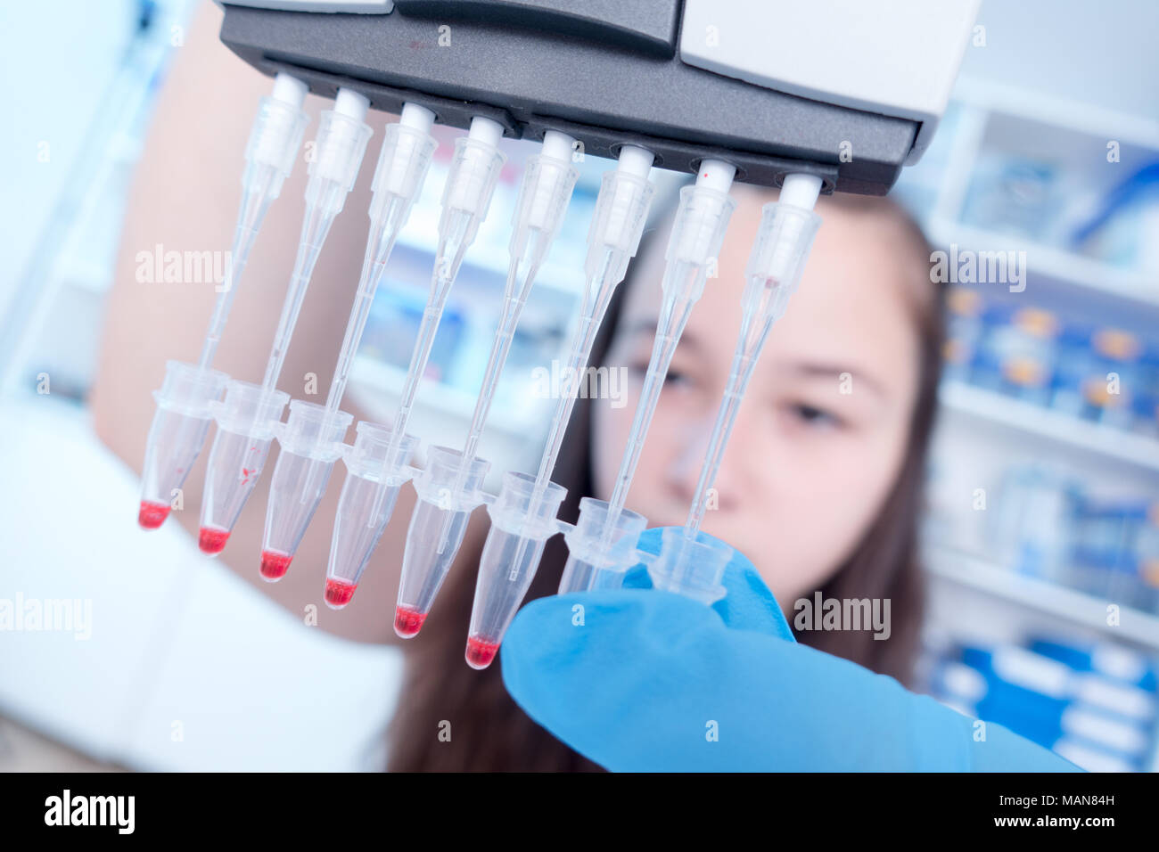 Young woman with PCR props in genetics laboratory Stock Photo - Alamy