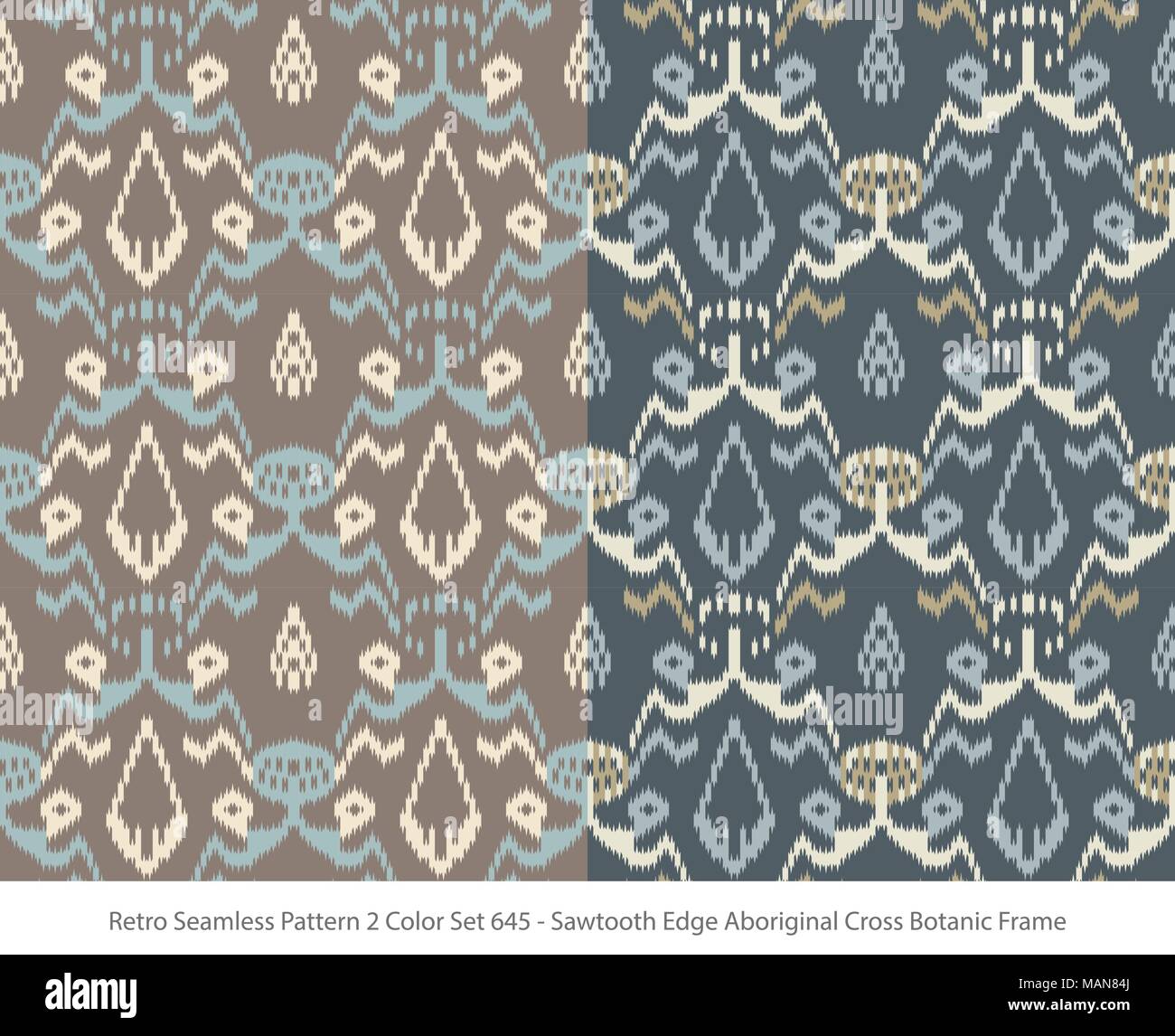 Retro Seamless Background 2 Color Set Sawtooth Edge Aboriginal Cross Botanic Frame Stock Vector ...